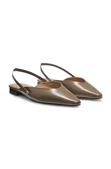 Slingback ballerina pumps in leather – Omdömen - Hållbarhet | BOSS